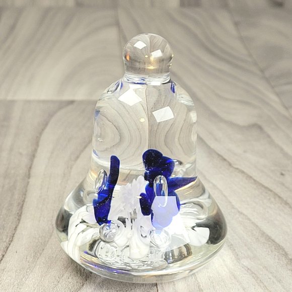 Joe Rice | Art | Joe Rice Paperweight Blue Flowers White Leaves Bell ...